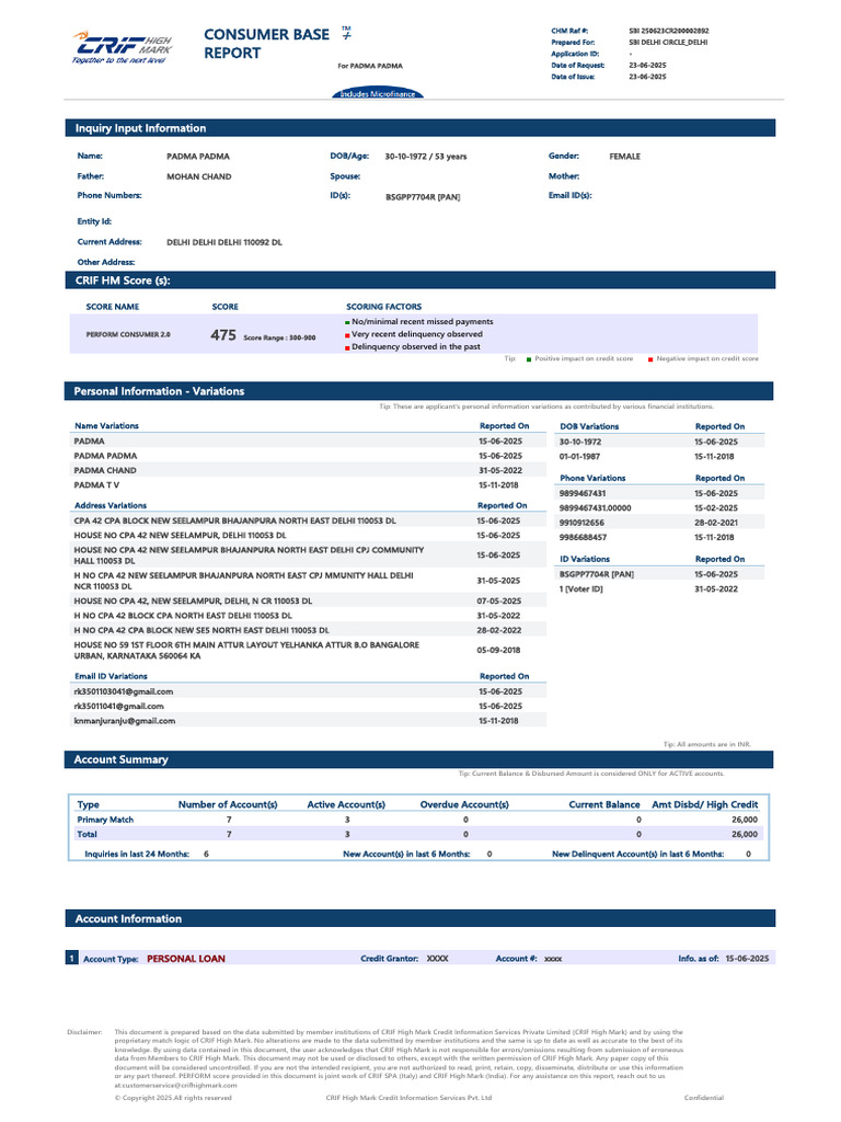 Padma Padma - SBI 250623CR200002892 | PDF | Credit | Finance & Money ...