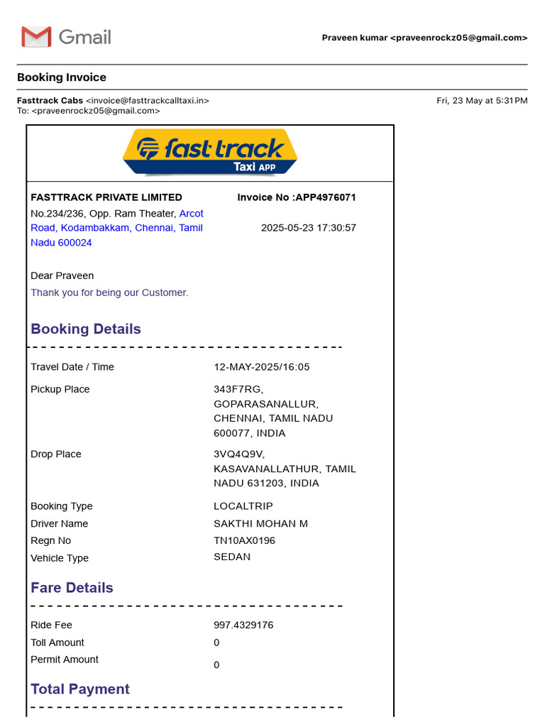 Booking Invoice | PDF