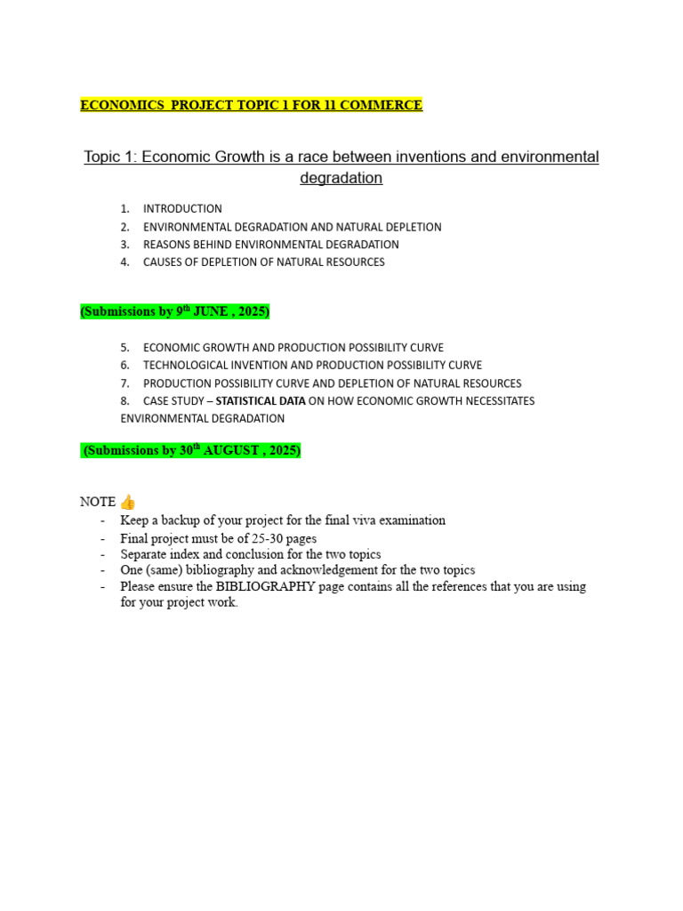 Economics Project Topic 1 For 11 Commerce | PDF