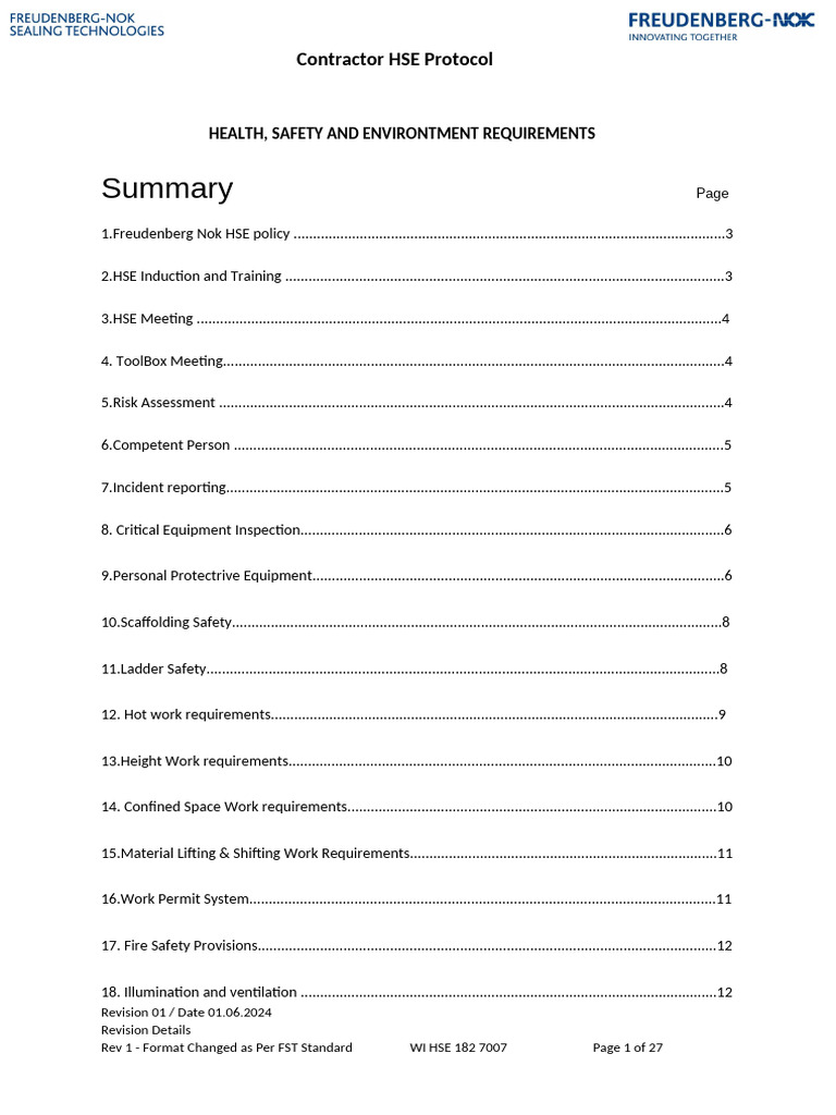 Contractor HSE Protocol Overview | PDF | Personal Protective Equipment ...