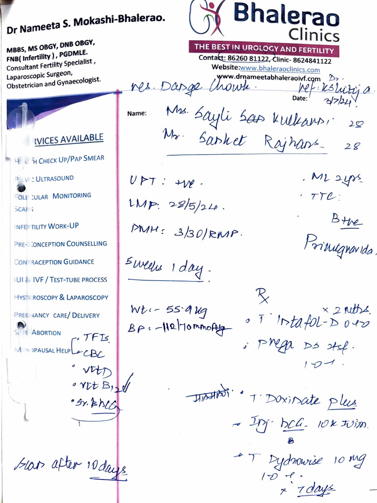 Doctor Receipt from Bhalerao Clinics | PDF