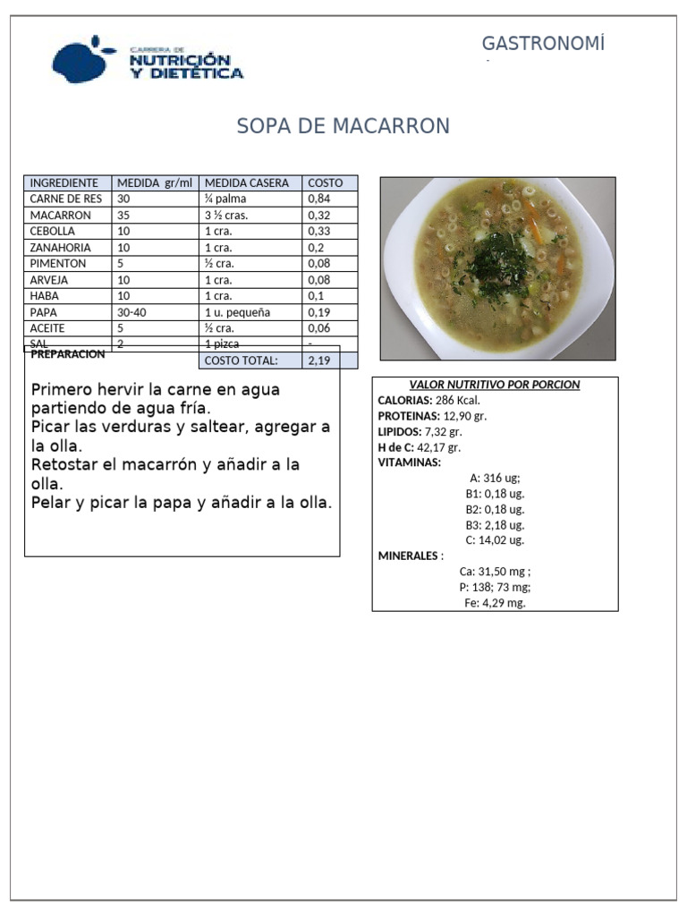 Sopa de Macarron | PDF
