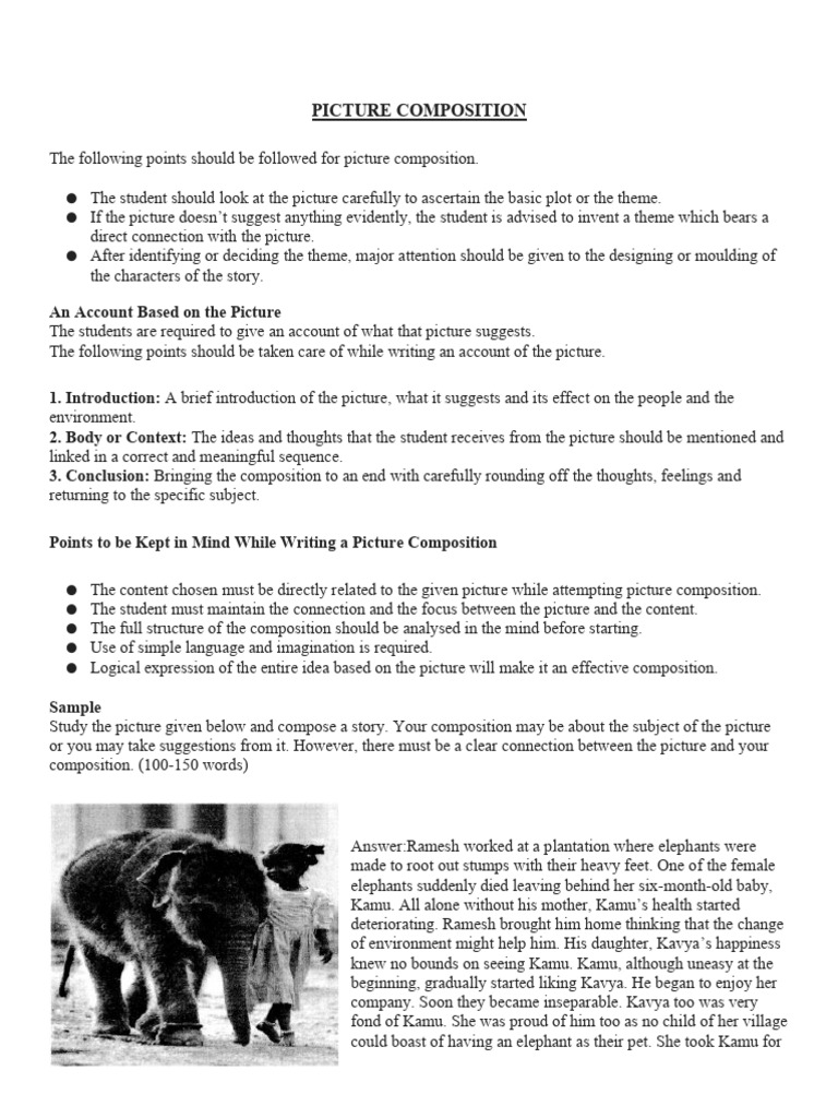 Picture Composition-1 (1) ENGLISH VI 03-05-2025 | PDF | Thought ...