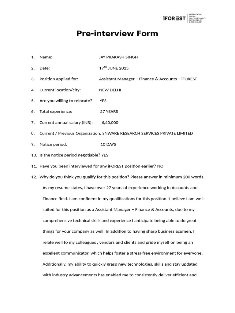 Pre-Interview-Form | PDF