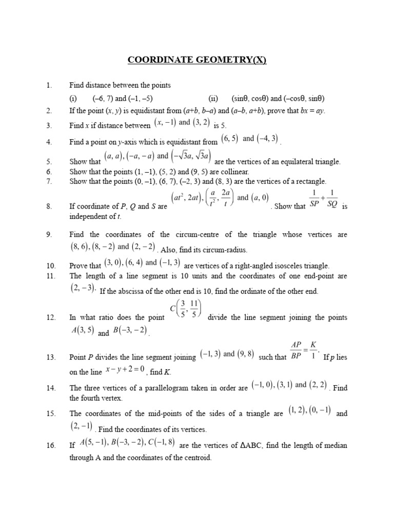 Class - X - Coordinate Geometry | PDF | Triangle | Elementary Geometry