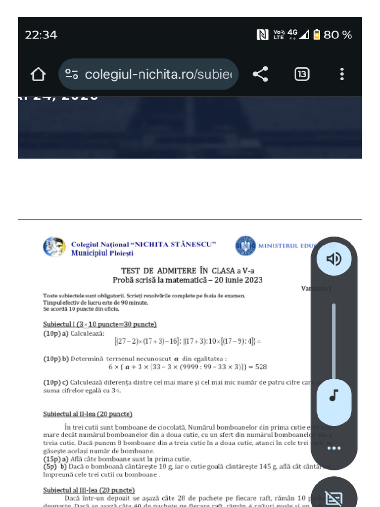 Matematica Test Admitere | PDF