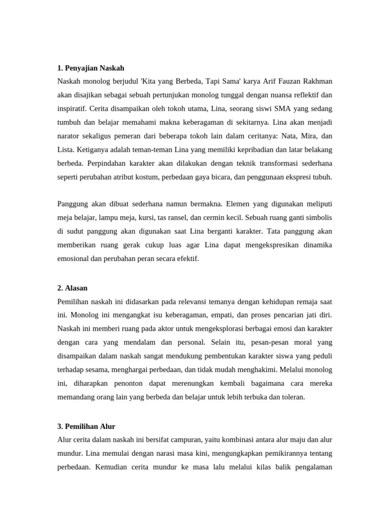 Monolog Reflektif tentang Keberagaman | PDF