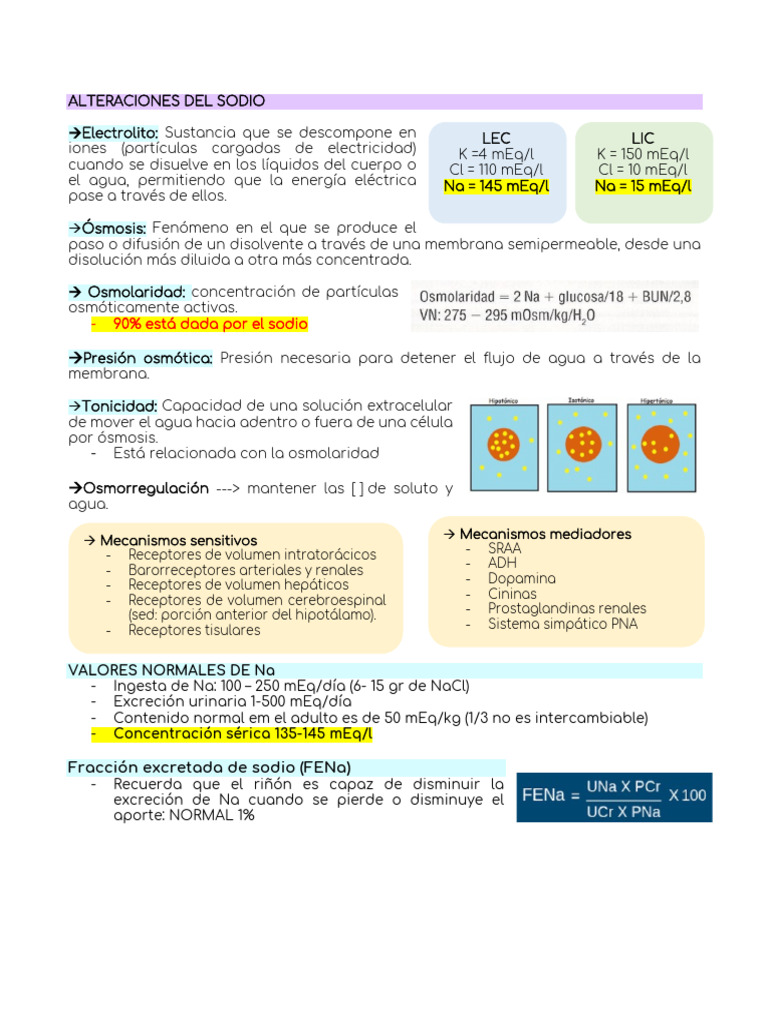 Alteraciones Del Sodio | PDF | Sodio