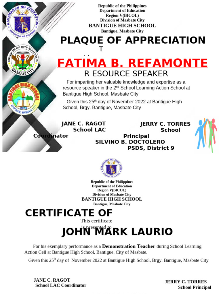 Certificate Resource Speaker Fatima B. Refamonte | PDF