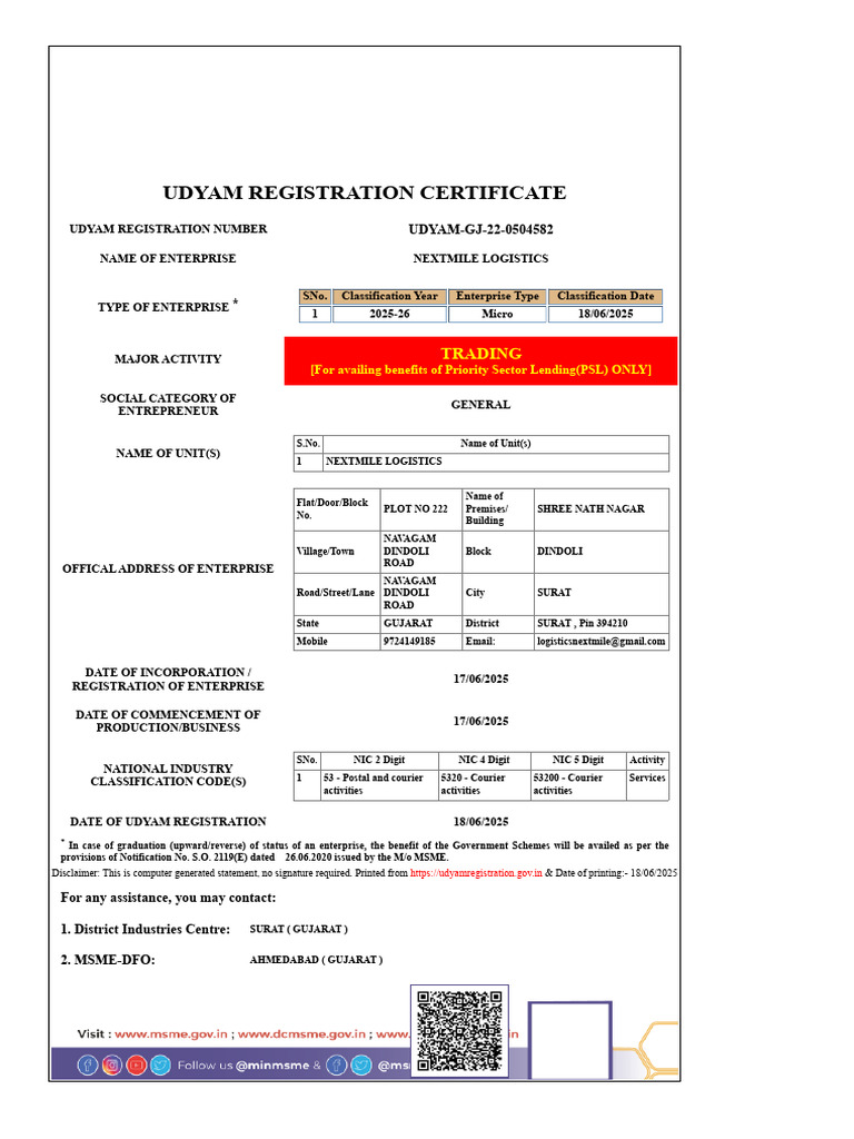 Print - Udyam Registration Certificate-1 | PDF | Economies