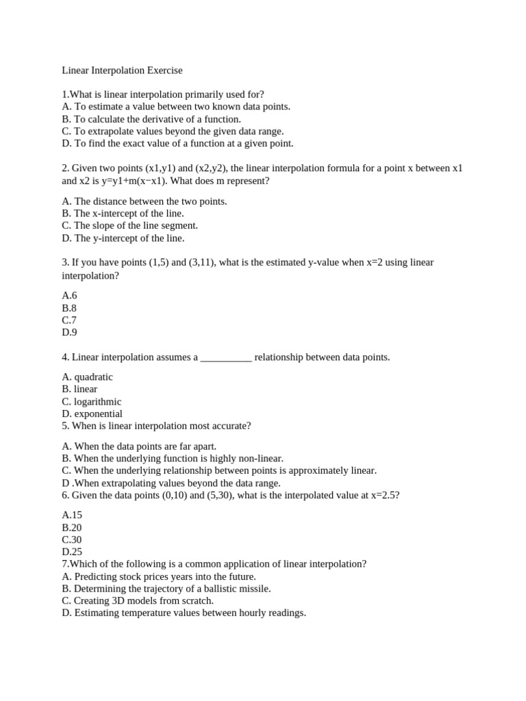 Interpolation Activity | PDF