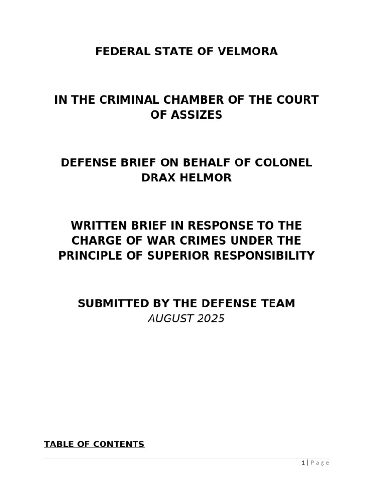 Grate Lakes Moot Defence Brief | PDF | Justice | Crime & Violence