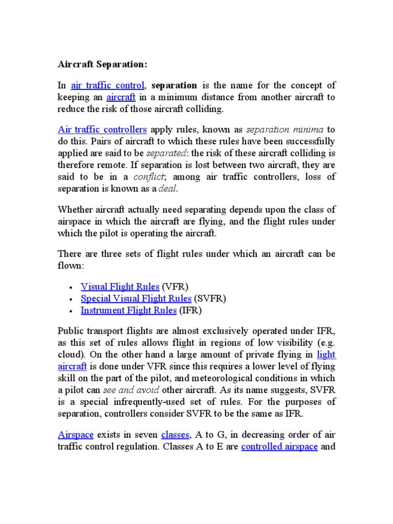 Aircraft Separation | PDF | Visual Flight Rules | Instrument Flight Rules