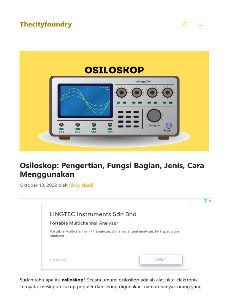 Osiloskop - Pengertian, Fungsi Bagian, Jenis, Cara Kerja | PDF