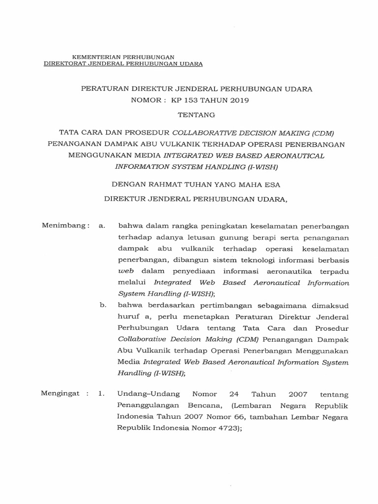 KP 153 Tahun 2019 - TTG Prosedur & Tata Cara CDM | PDF