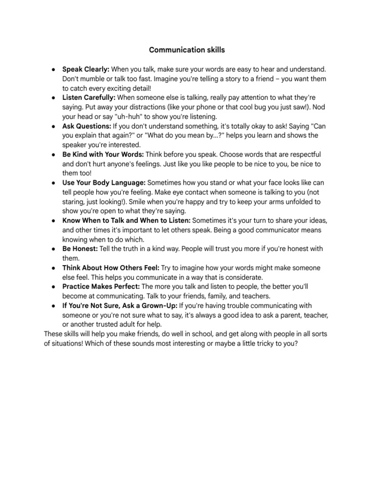Communication Skills Notes Grade 6 | PDF