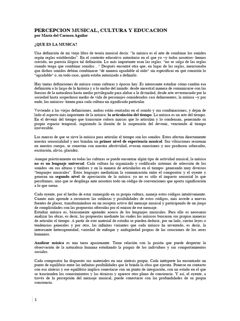 Percepcion Musical Aguilar 2006 | PDF | Ritmo | Melodía