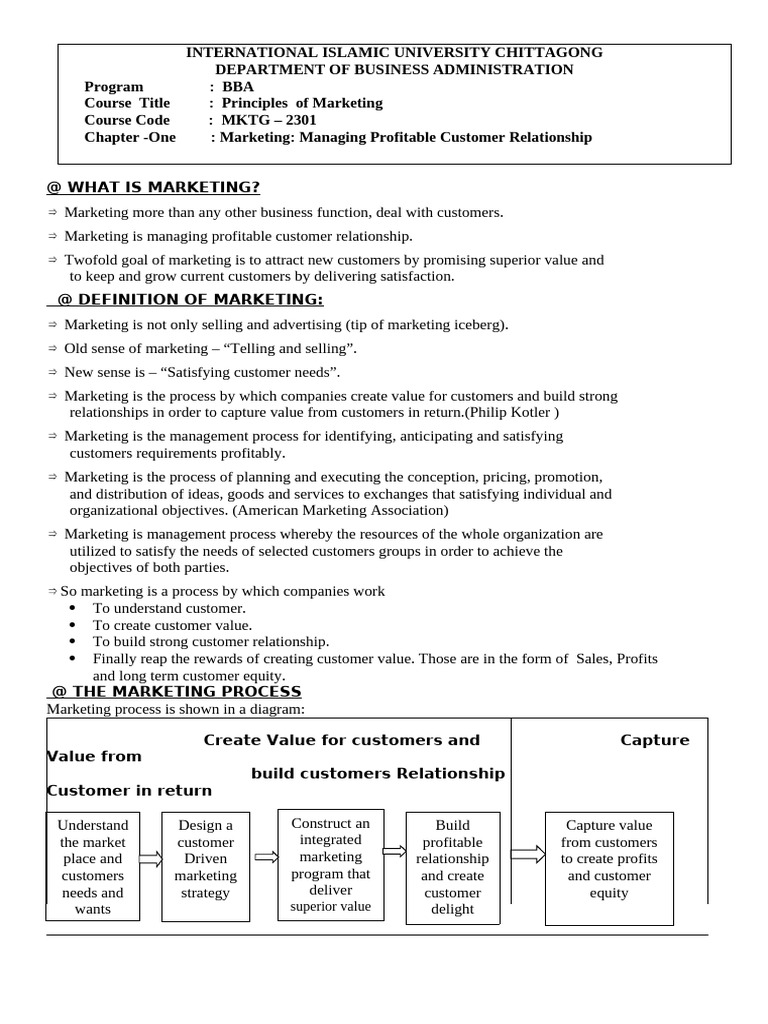 Principles of Marketing - Ch-1 | PDF | Marketing | Customer Relationship Management