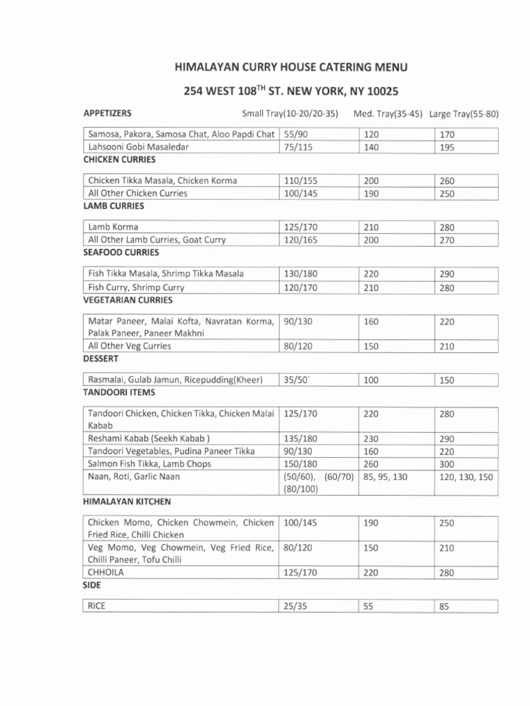 Catering MENU | PDF