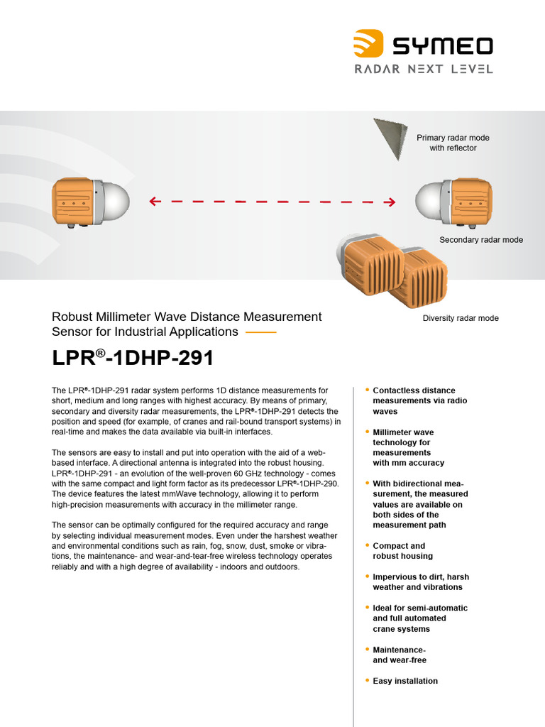 LPR®-1DHP-291 Millimeter Wave Sensor | PDF | Radar | Extremely High ...