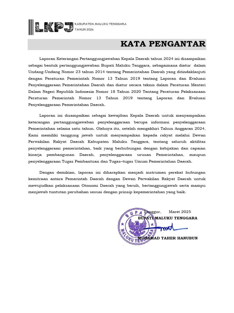 Lkpj Kab Malra Tahun 2024 Ok | PDF