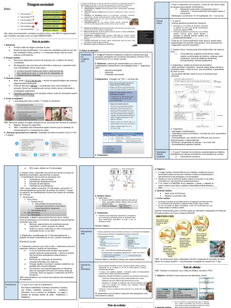 Triagem Neonatal | PDF | Especialidades médicas | Medicina Clínica