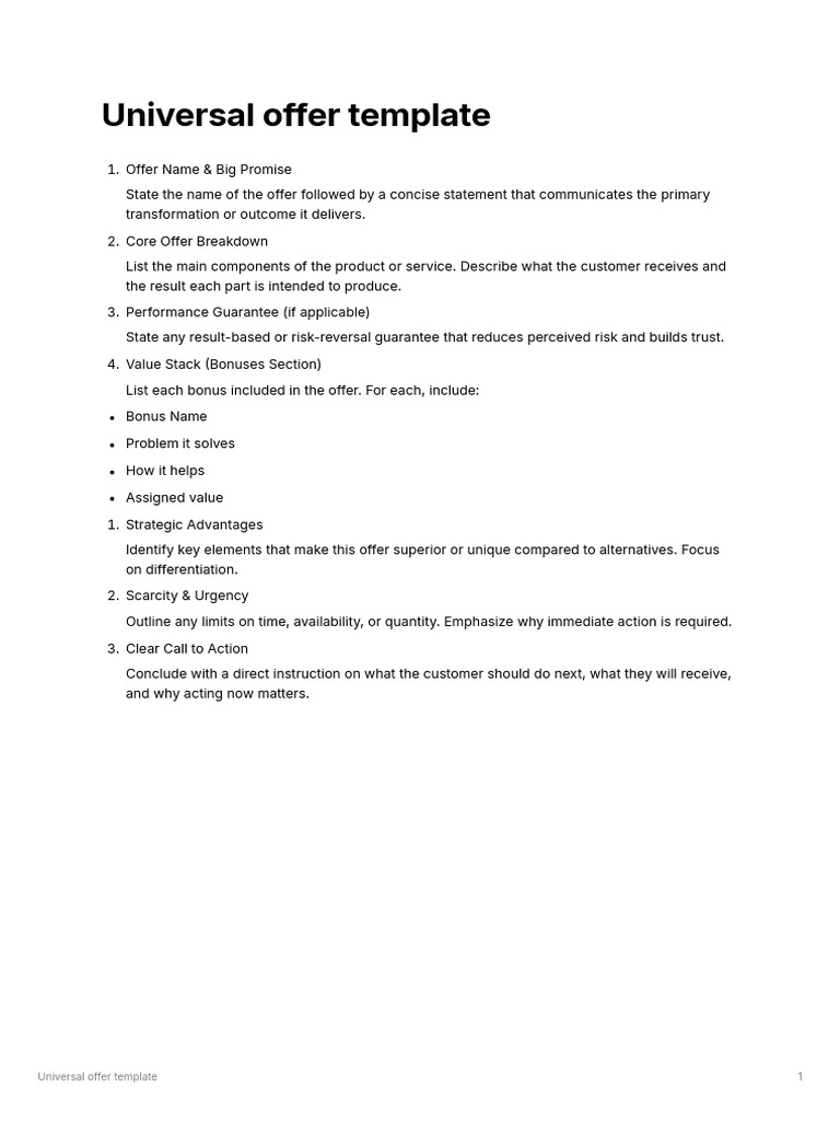 Universal Offer Template | PDF