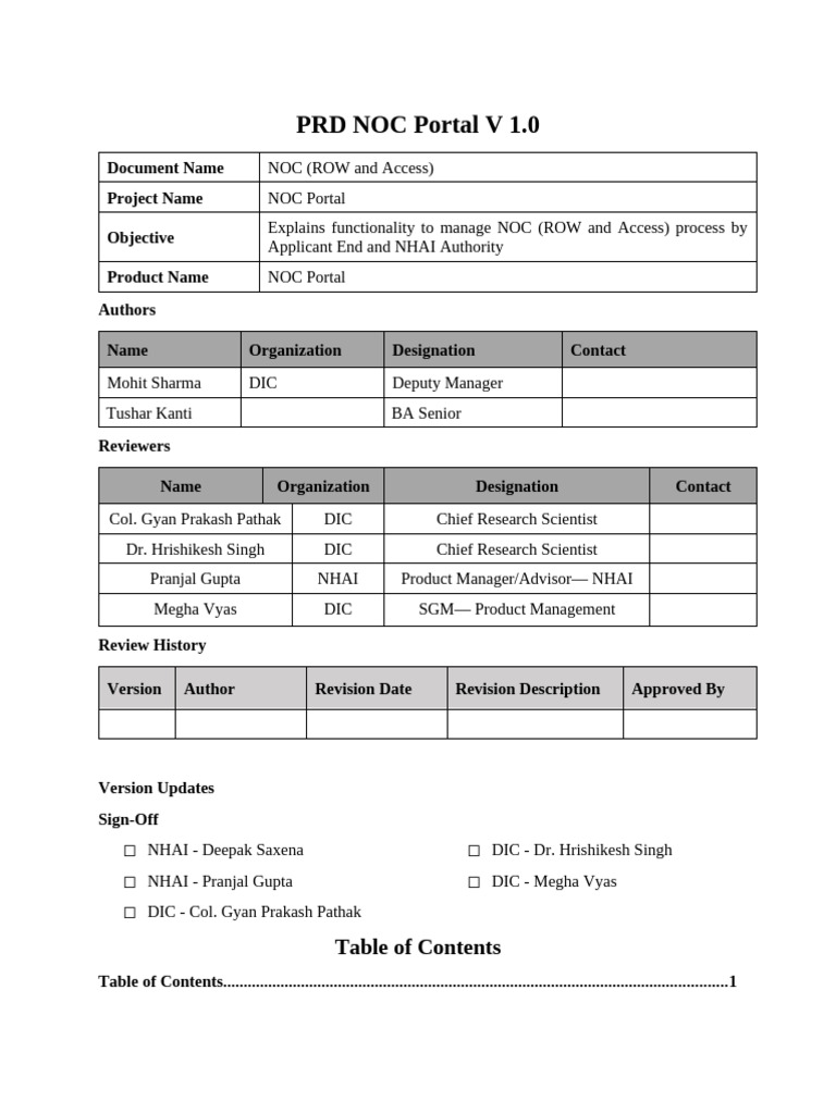 PRD Noc Row and Access v1.0 | PDF | Traffic | Road