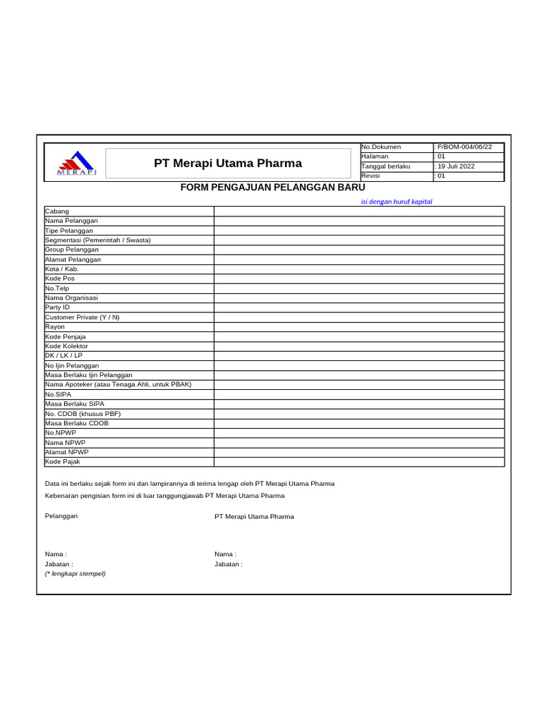 Form Pengajuan Pelanggan Baru-1 | PDF