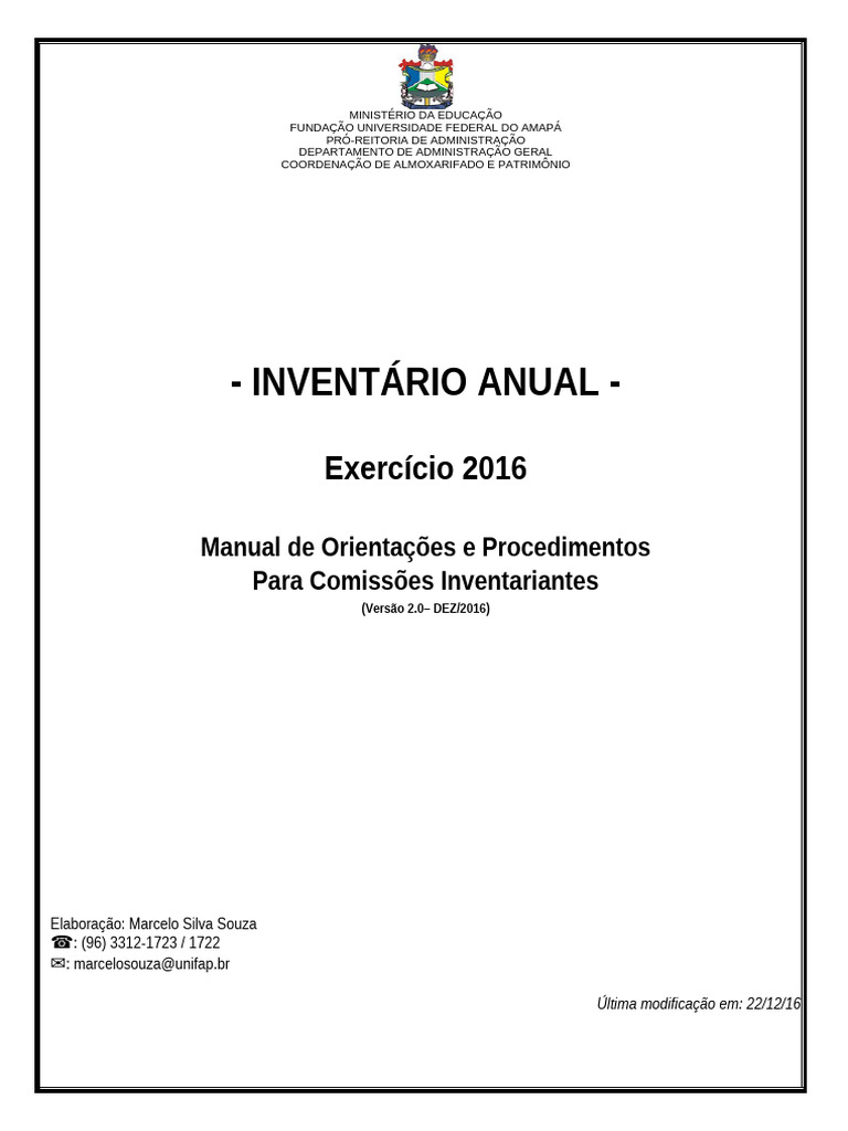 Manual de Inventário Anual 2.0.2016 | PDF | Inventário | Propriedade ...
