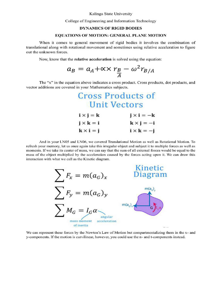 LN07 General Equations of Motion | PDF