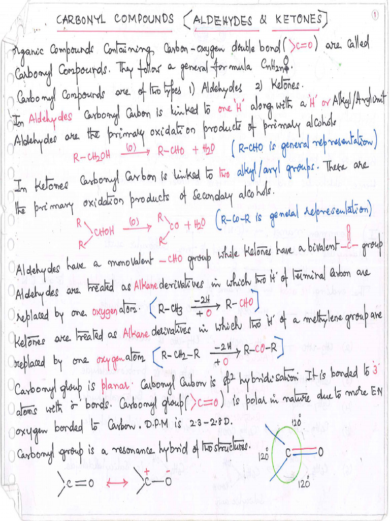Aldehydes and Ketones Notes | PDF