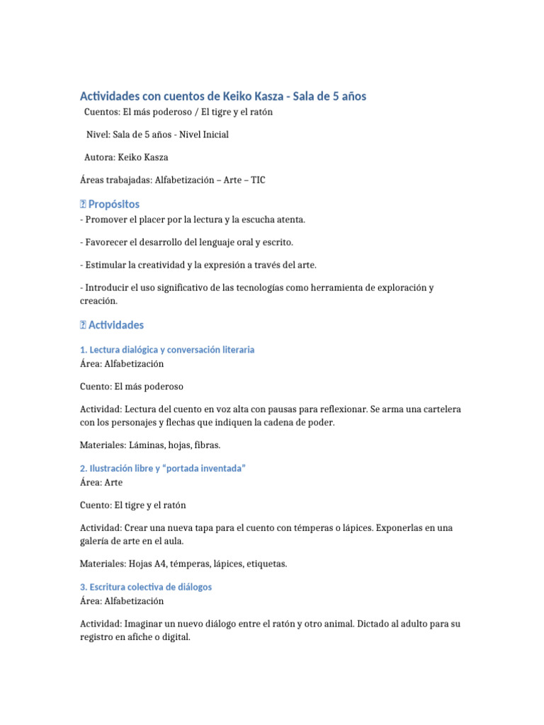 Actividades Keiko Kasza Sala5 | PDF | Literatura