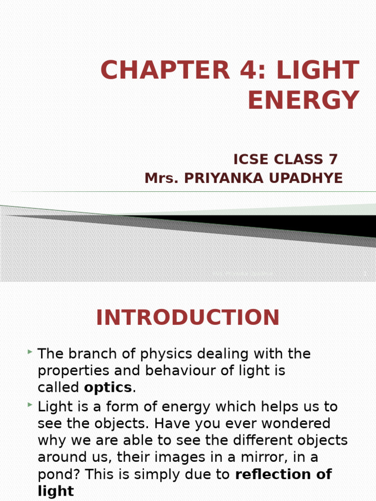 Chapter 4 Light Energy | PDF | Reflection (Physics) | Mirror