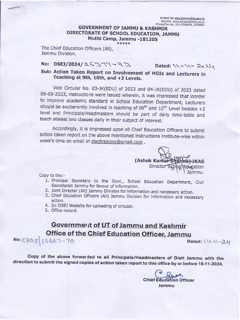 Action Taken Report by HSS-HS | PDF