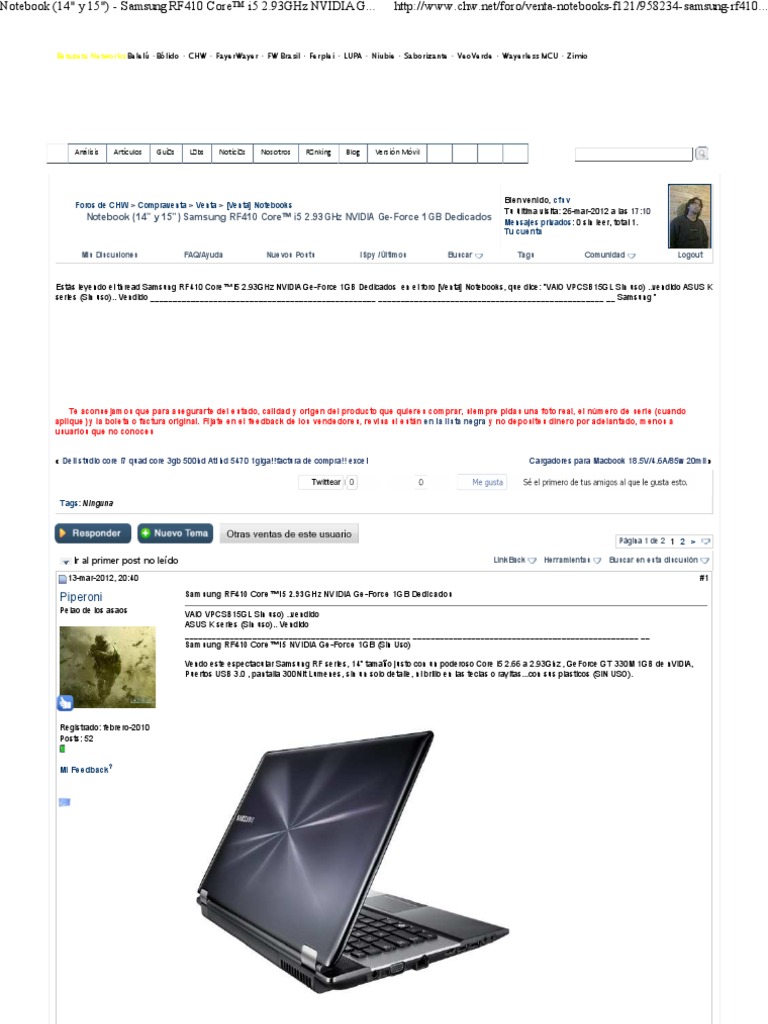 Samsung RF410 | PDF | USB | Equipo de oficina