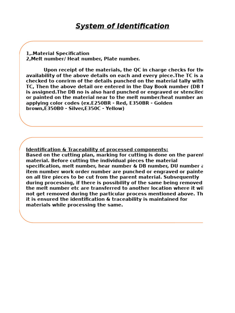 Material Identification and Traceability System | PDF