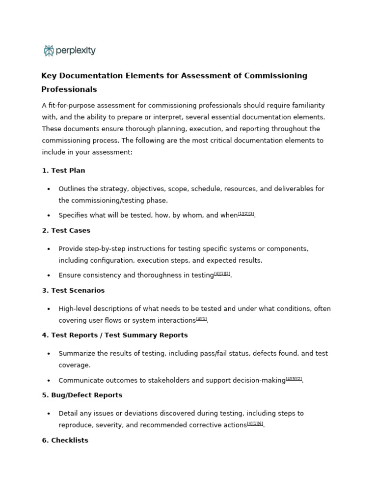 Key Documentation Elements for Assessment of Commi | PDF