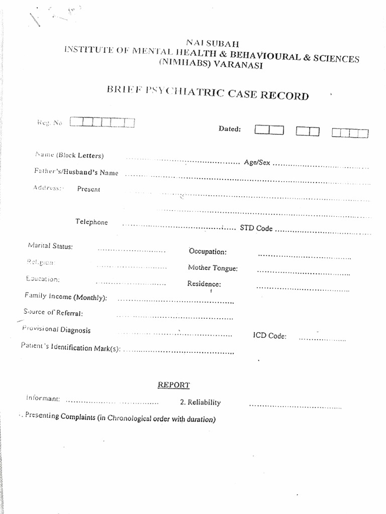 Brief Psychiatric Case Record PRINT | PDF