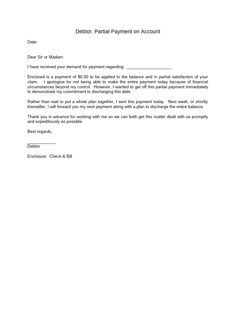 Debtor, Partial Payment On Account | PDF