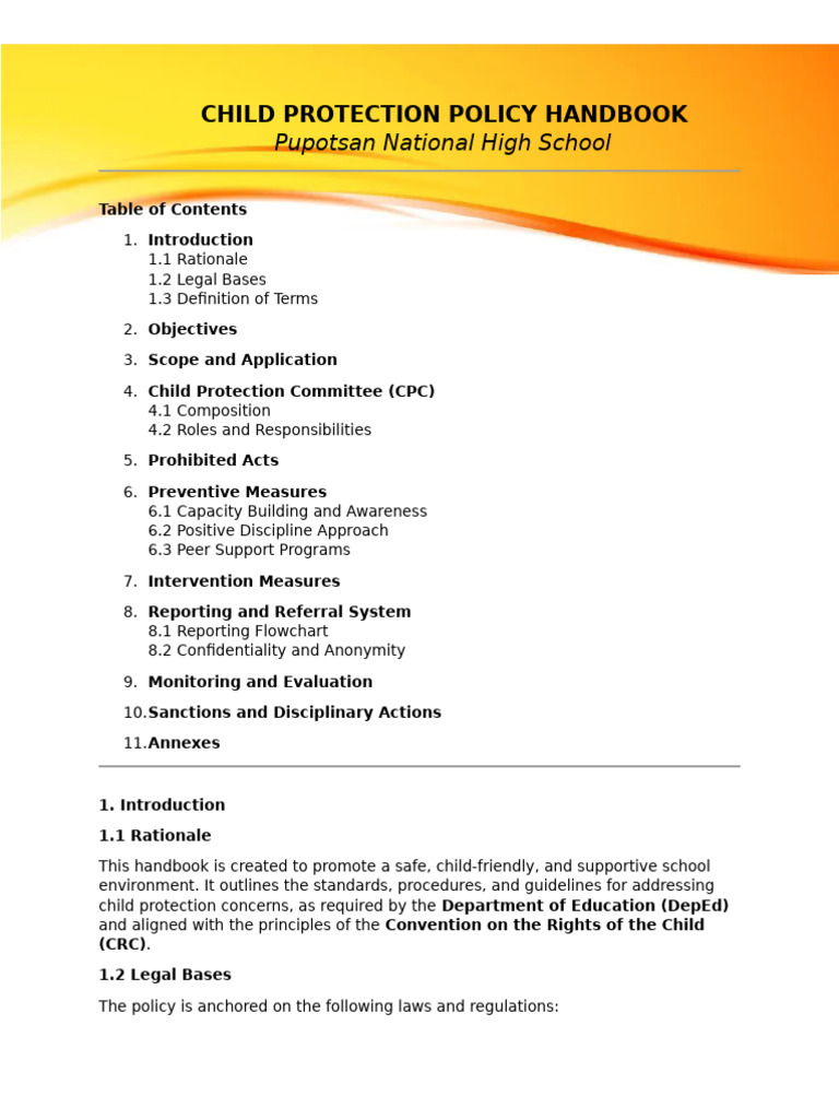 Child Protection Policy Handbook 2012 | PDF | Child Protection | Child ...