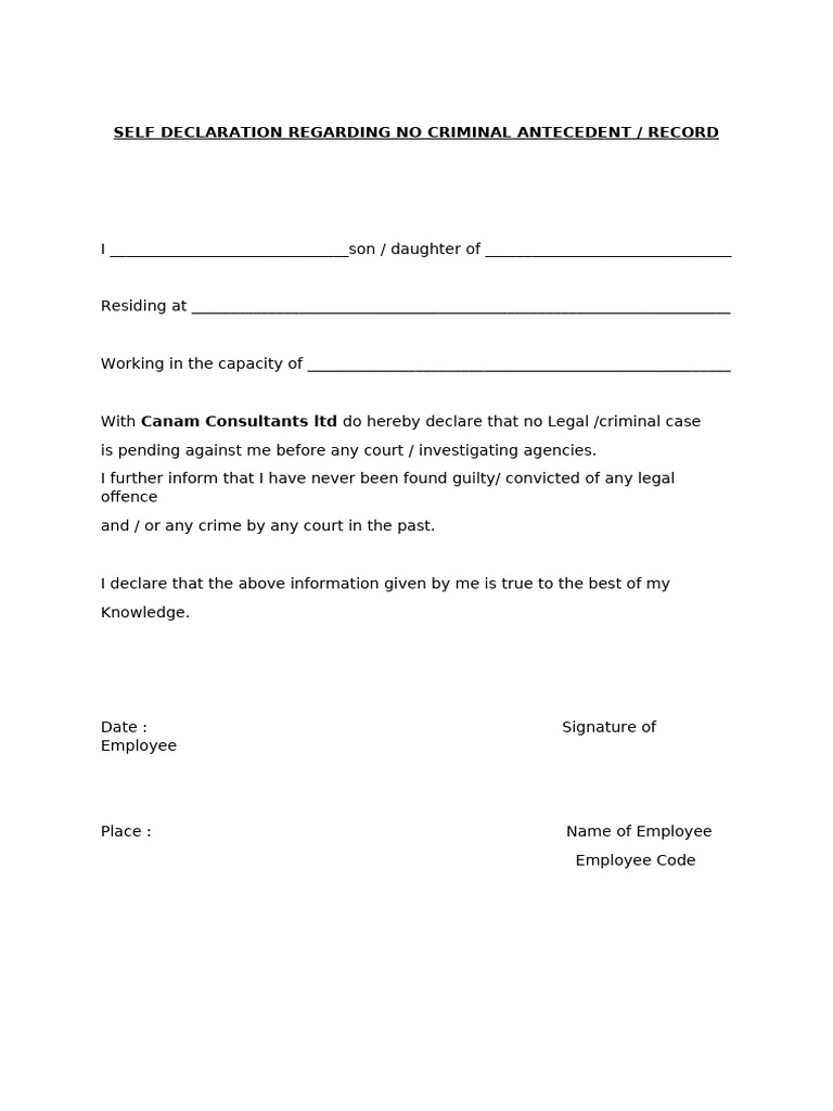 Self Declaration (1) | PDF