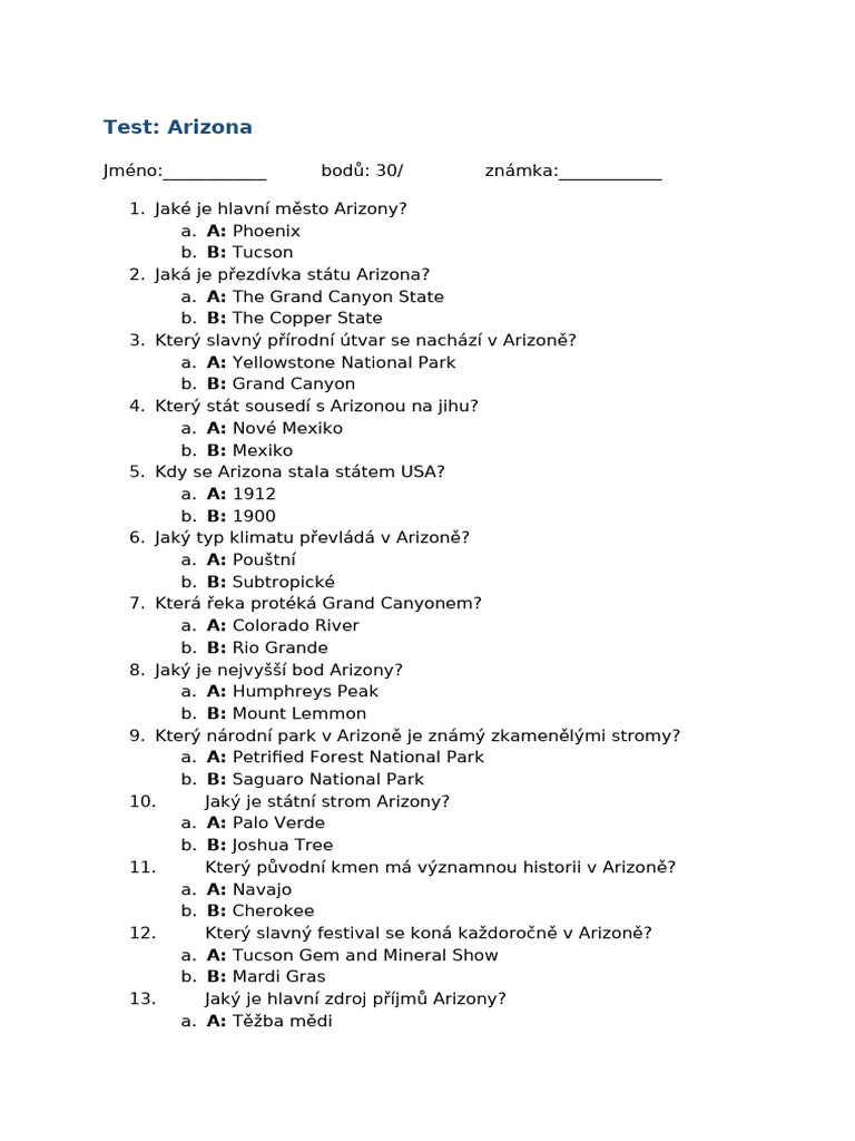 Test Arizona | PDF