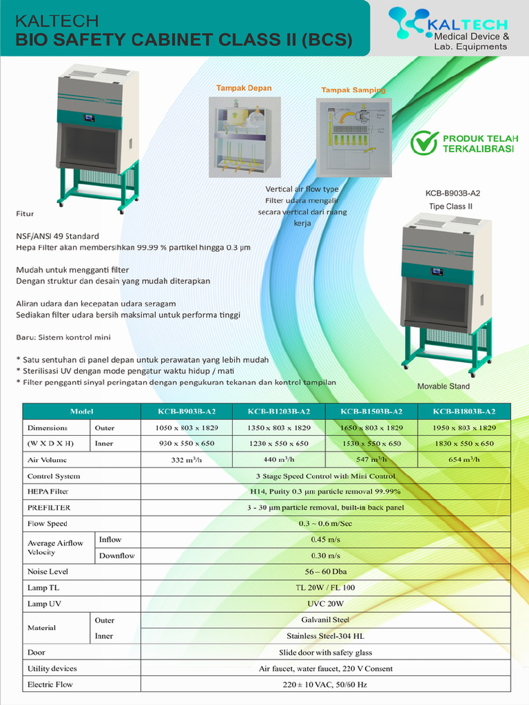 Brosur Kaltech Bio Safety Cabinet Class II (BCS) New | PDF