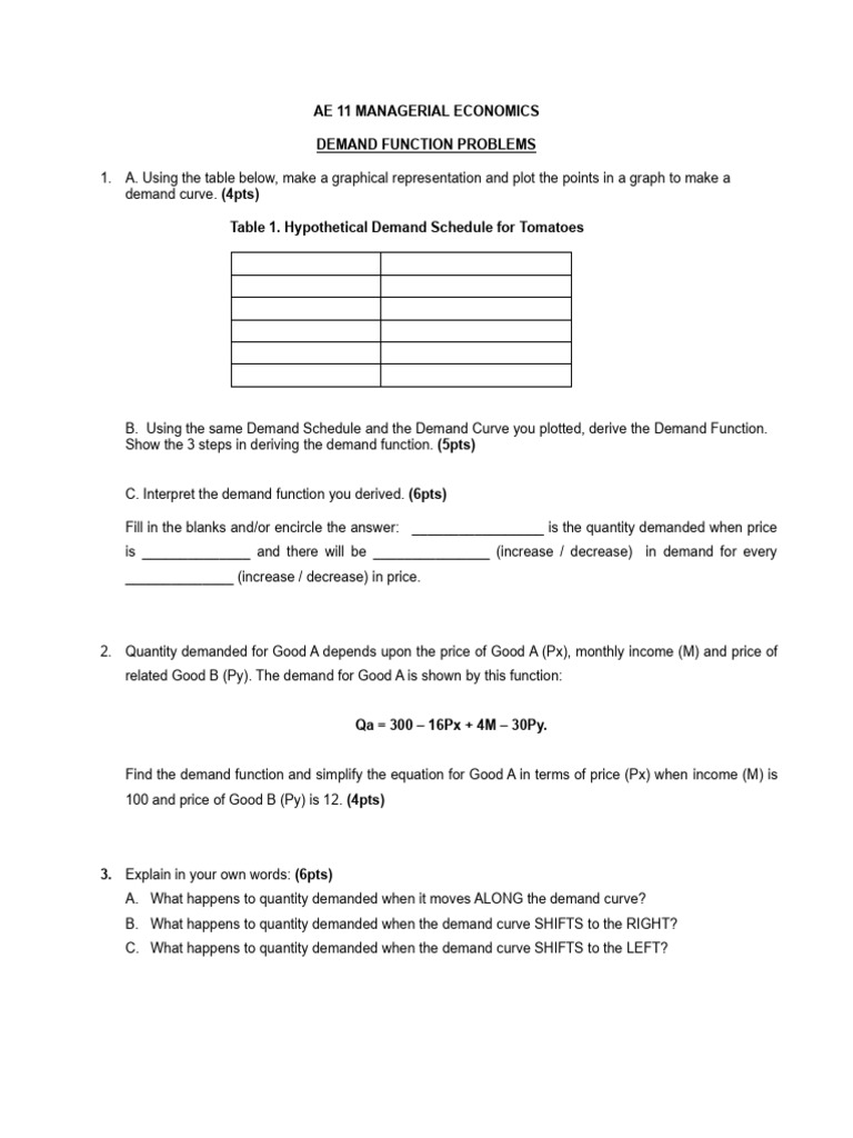 Demand Function Problems For Asynchronous Class | PDF