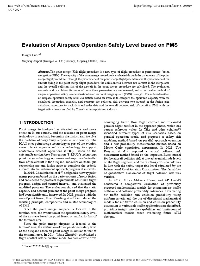 Evaluation of Airspace Operation Safety Level Based On PMS | PDF | Air ...