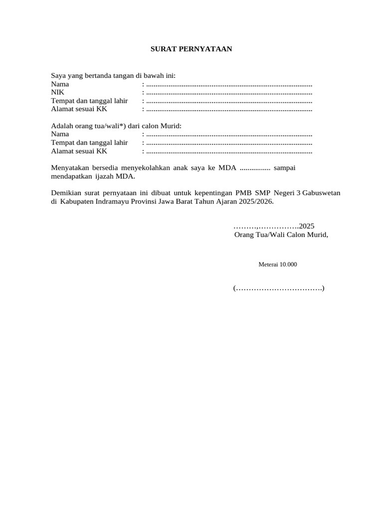 Pernyataan Akan Mengikuti Mda | PDF