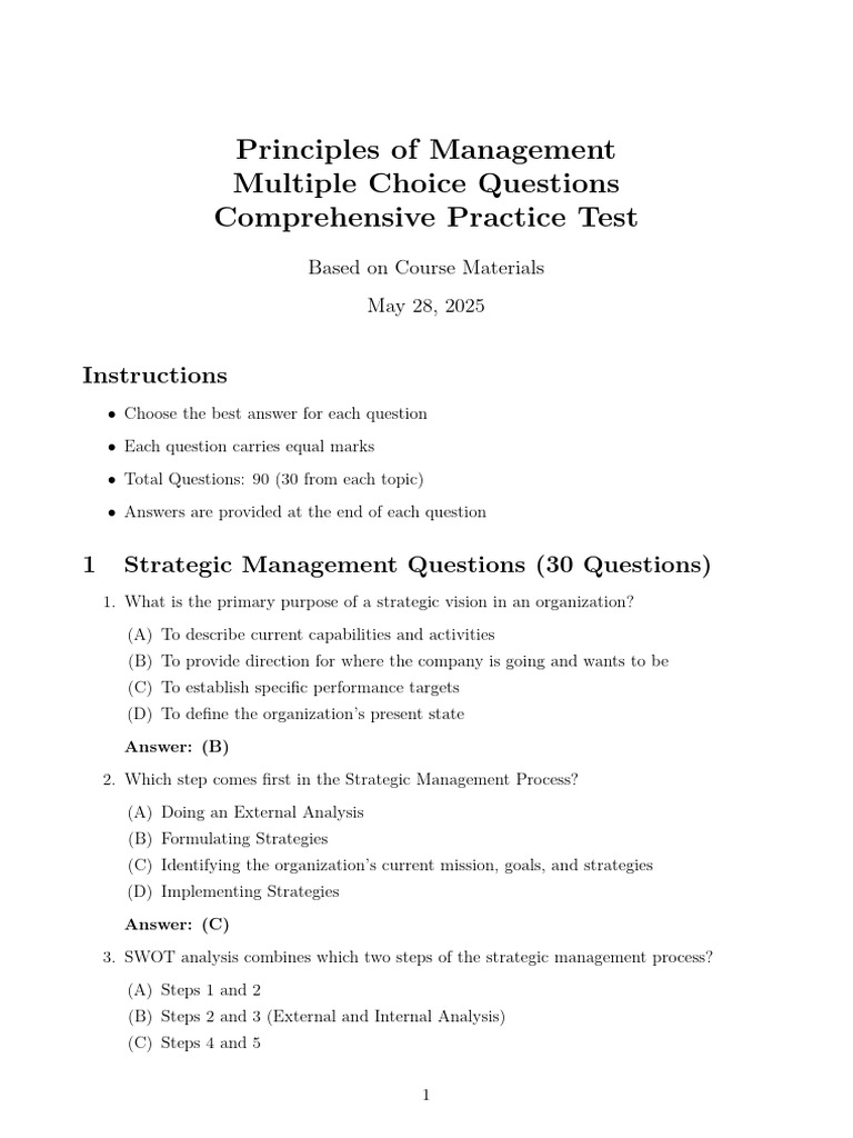 POM Mcqs | PDF | Strategic Management | Decision Making