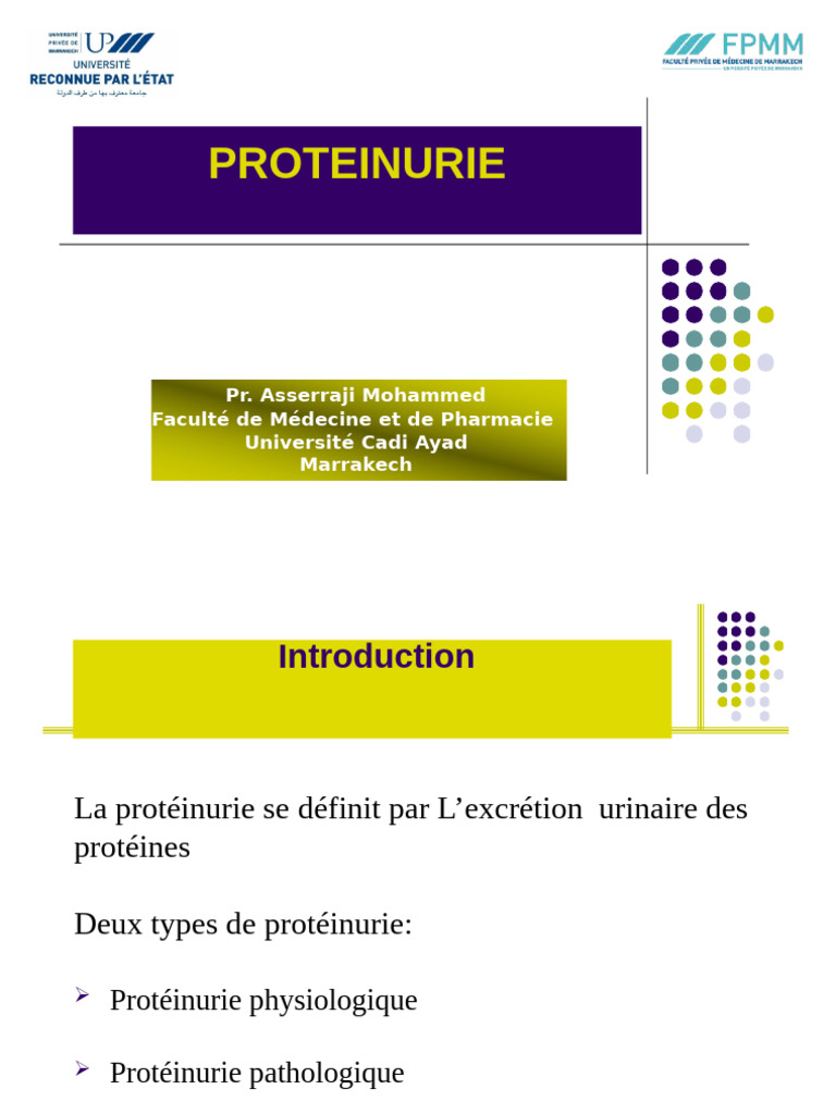 Semio Nephro Protéinurie - Asserraji | PDF | Rein | Fluides corporels