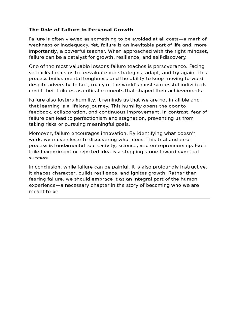 The Role of Failure in Personal Growth | PDF